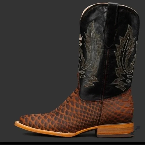 alfa | Shoes | 00214 Matte Cognac Python Square Toe | Poshmark